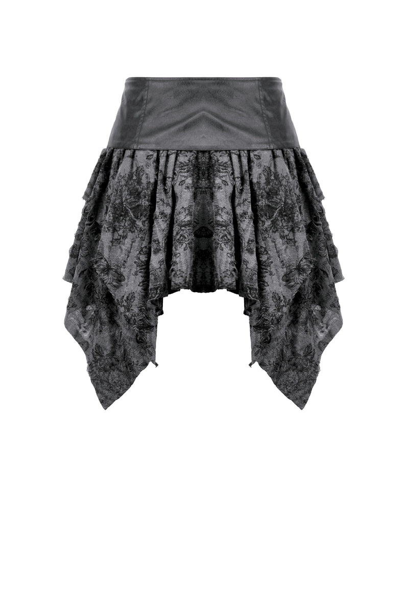 Shattered Butterfly Punk Skirt with Leather Lace-Up KW391 – DARK IN LOVE