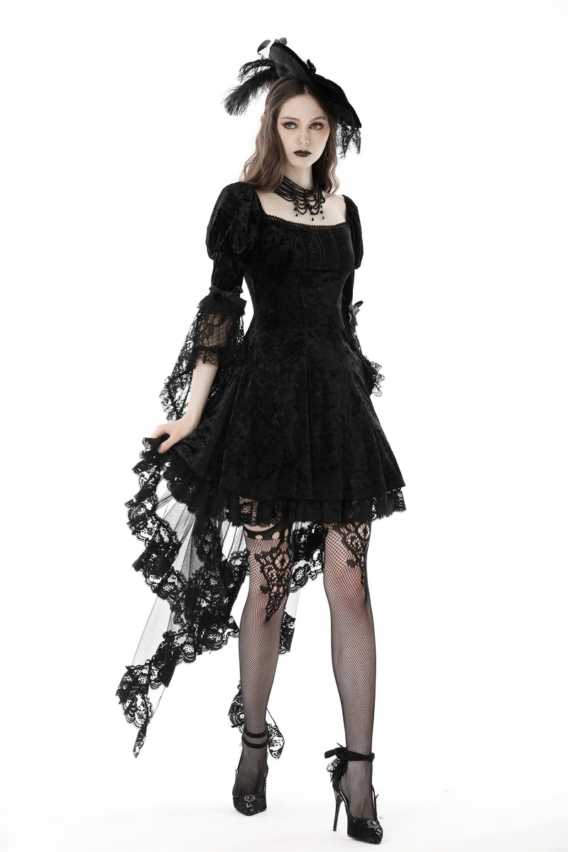 Gothic princess bell lace sleeves velvet dress DW858 – DARK IN LOVE