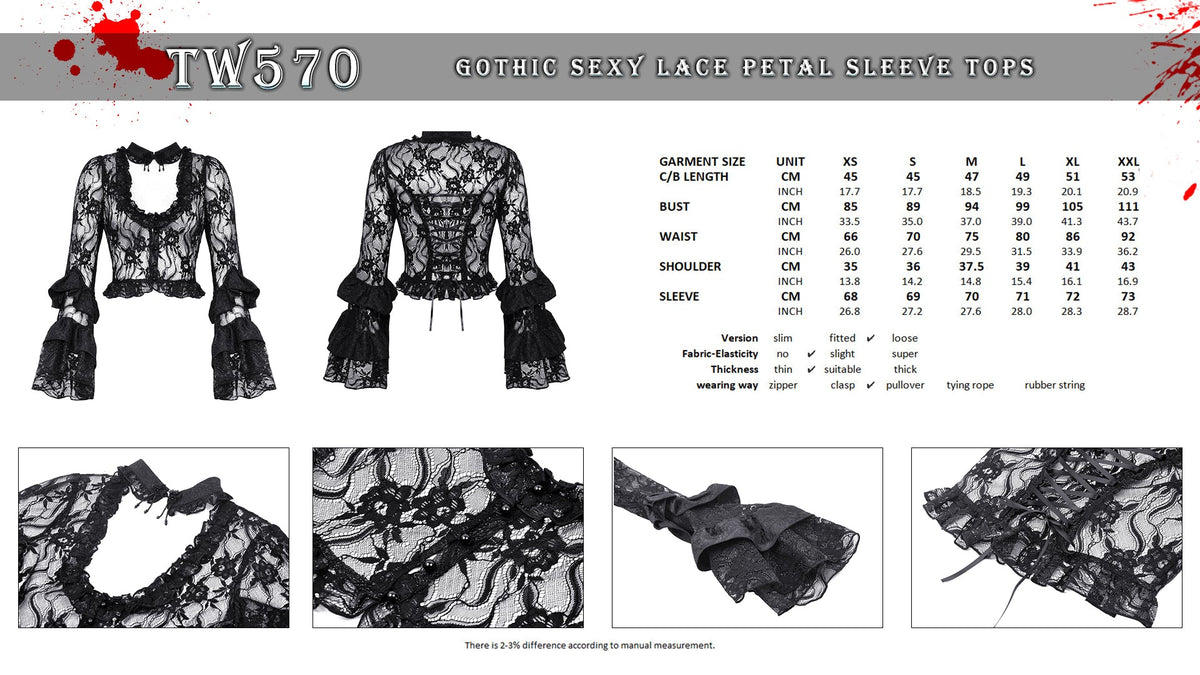 Gothic sexy lace petal sleeve tops TW570 – DARK IN LOVE