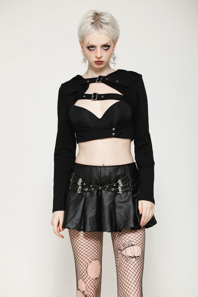 Punk hooded cross-strap buckle shrug BW147 – DARK IN LOVE