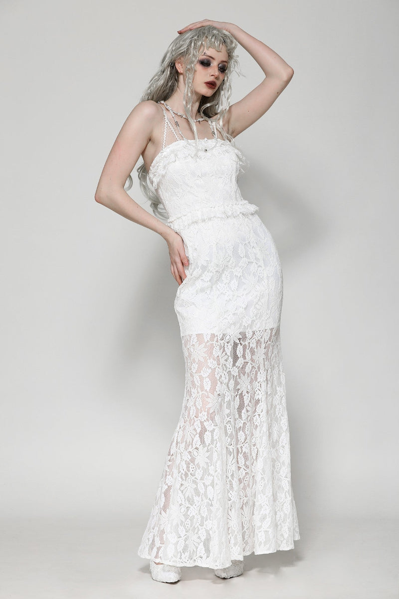 Gothic white romantic hollow cat ear mermaid dress DW1014 – DARK IN LOVE