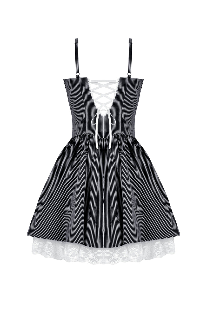 Sweetheart Lace and Striped & White Lolita Dress with Adjustable Strap ...