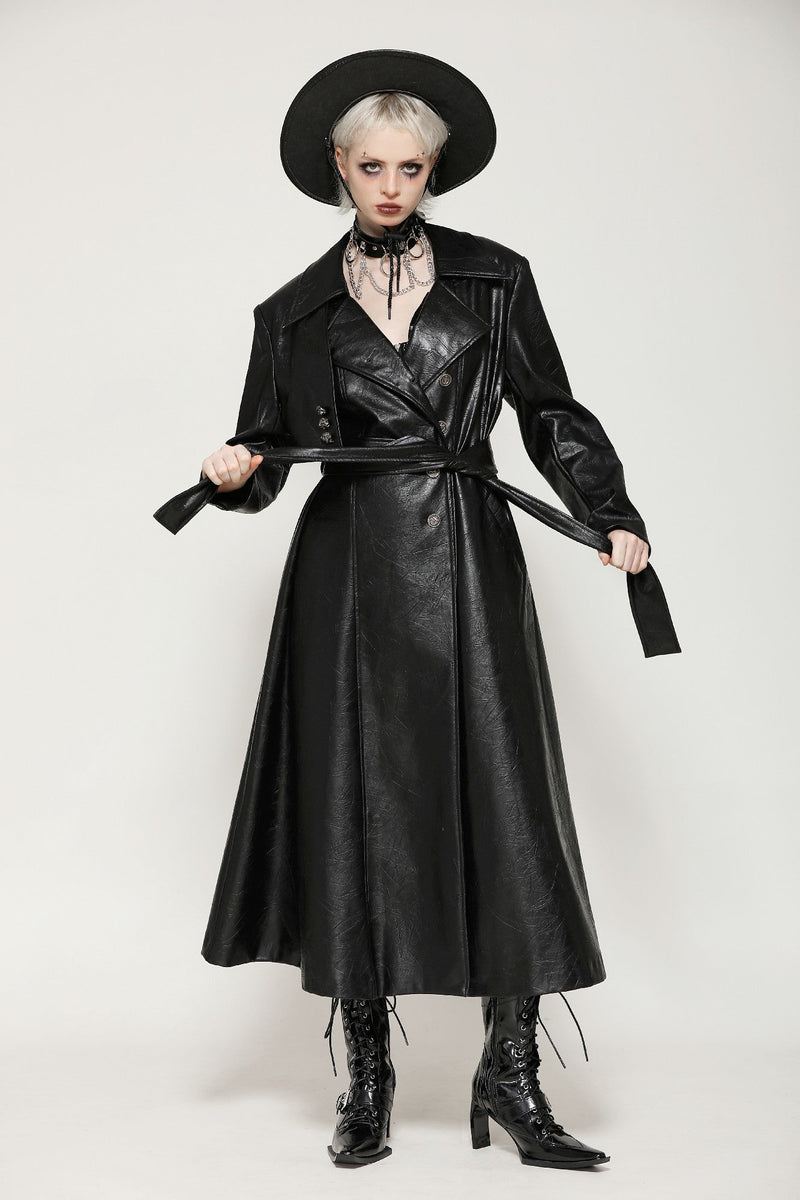 Black deep sea hunter leather long coat JW280BK – DARK IN LOVE
