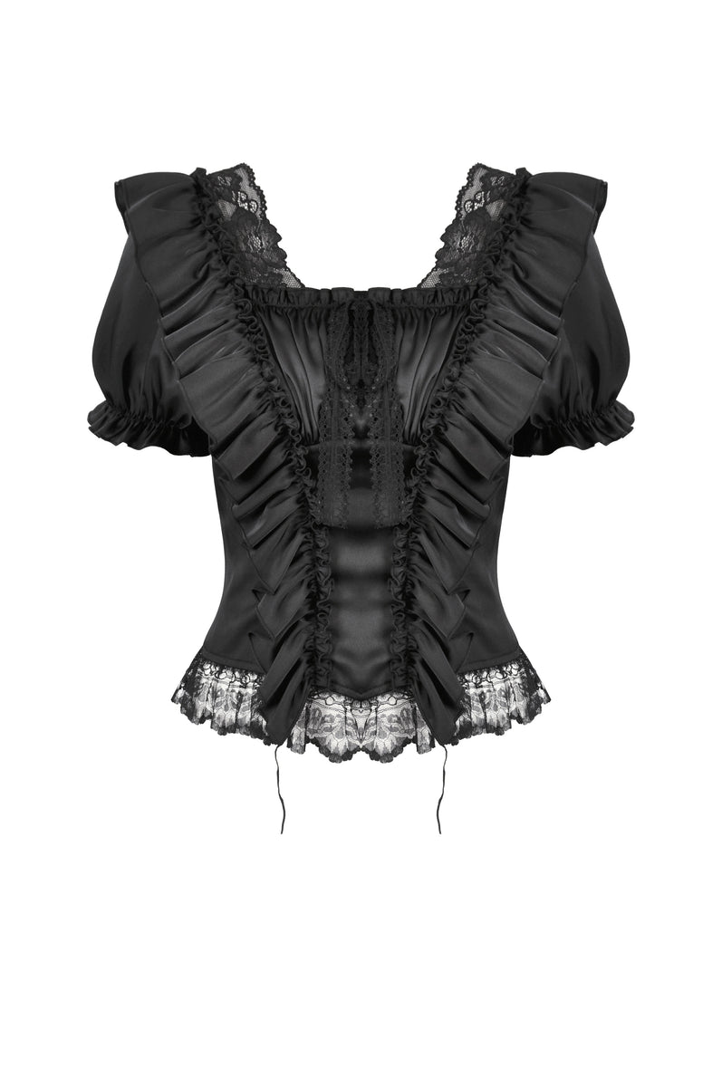 Romantic Rococo Lace Ruffle Top TW649 – DARK IN LOVE