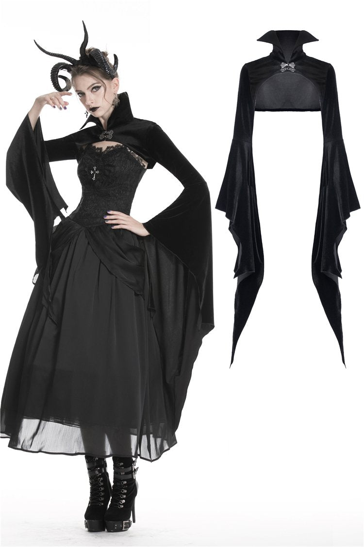 Gothic women velvet Black vampire cape with bat big sleeves BW069 ...