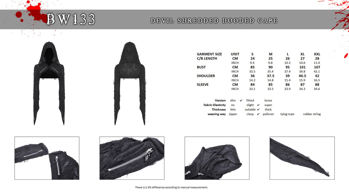 Devil shredded hooded cape BW133 – DARK IN LOVE