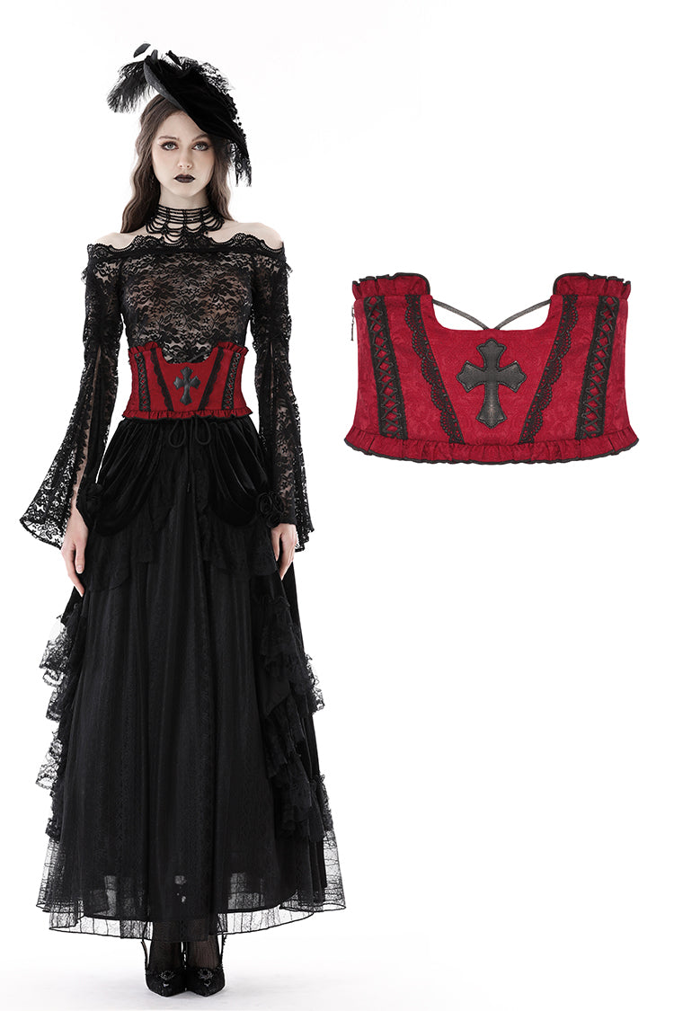 Blood color gothic cross underbust corset CW044 – DARK IN LOVE