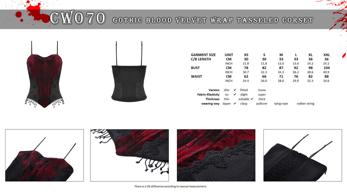Gothic blood velvet wrap tasseled corset CW070 – DARK IN LOVE