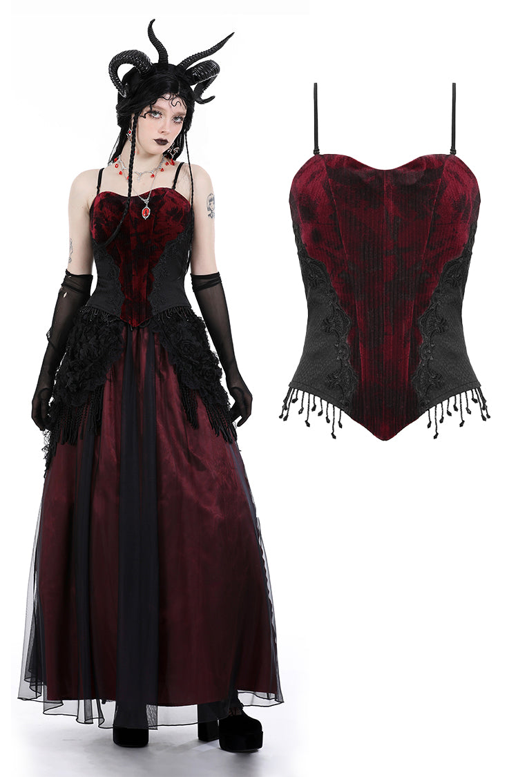 Gothic blood velvet wrap tasseled corset CW070 – DARK IN LOVE