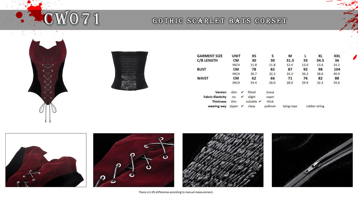 Gothic scarlet bats corset CW071 – DARK IN LOVE