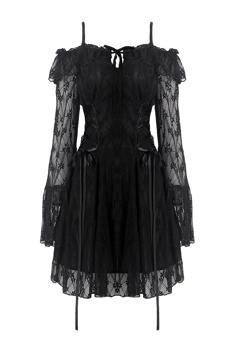 Black lady lace up waist lace dress DW247 – DARK IN LOVE