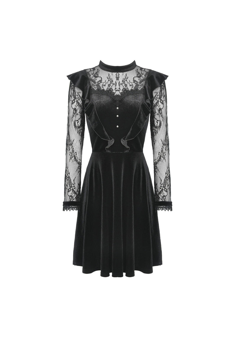 Gothic doll frilly lace velvet dress DW431 – DARK IN LOVE