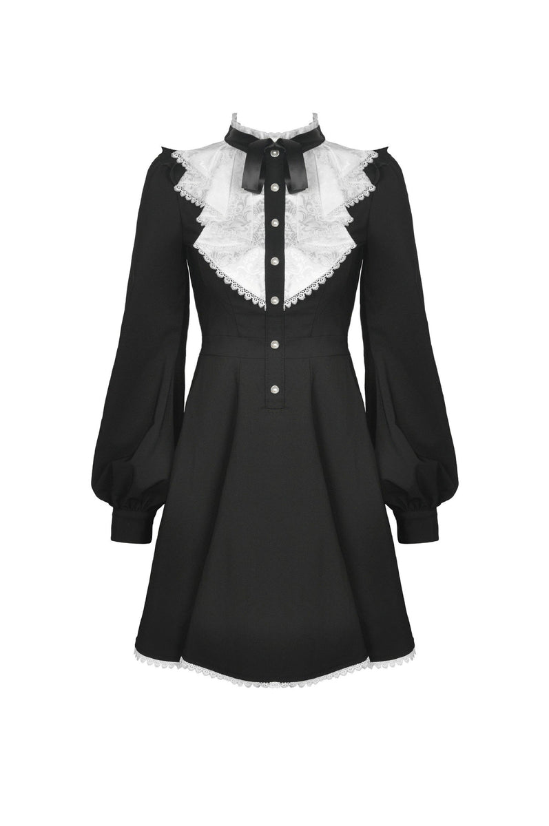 Gothic pleated button up longsleeves dress DW462 – DARK IN LOVE
