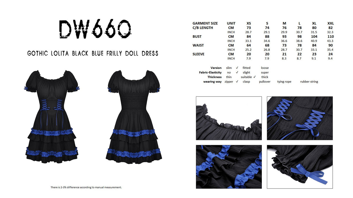Gothic lolita black blue frilly doll dress DW660 – DARK IN LOVE