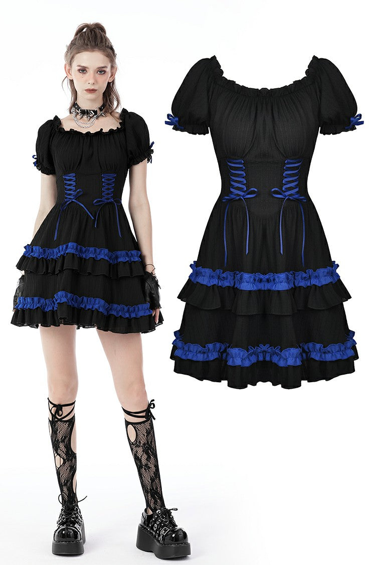Gothic lolita black blue frilly doll dress DW660 – DARK IN LOVE
