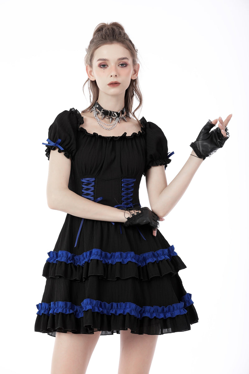 Gothic lolita black blue frilly doll dress DW660 – DARK IN LOVE