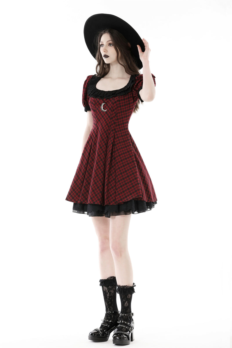 Devil magic moon red check dress DW840 – DARK IN LOVE