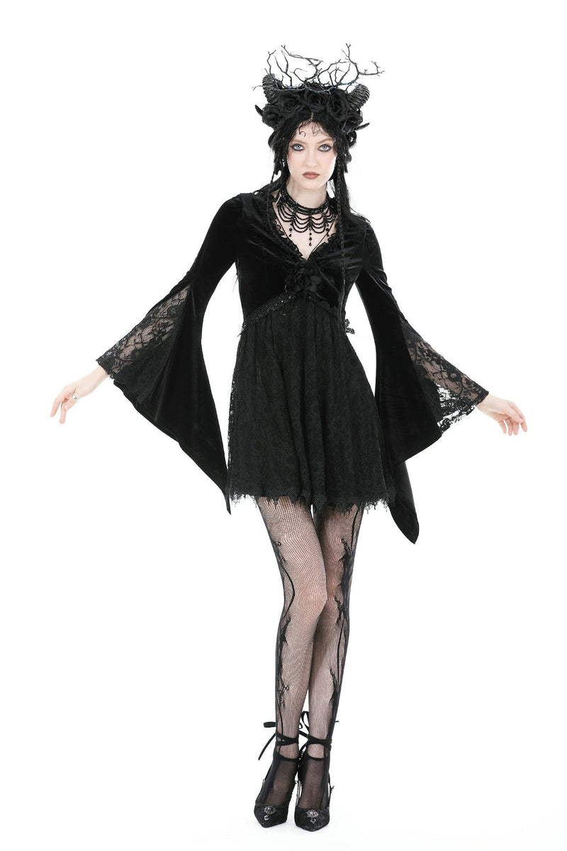 Gothic sexy lace big sleeve fake two pcs velvet dress DW880 – DARK IN LOVE