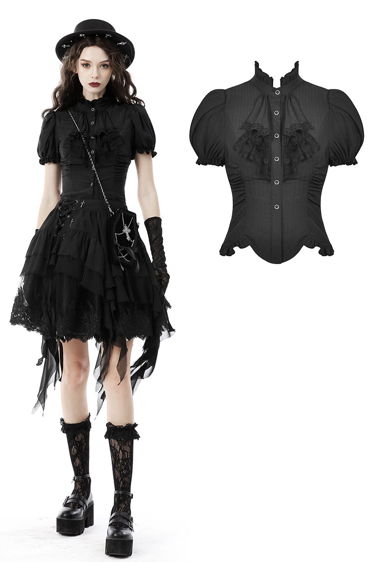 Gothic ruffle neckline blouse IW087BK – DARK IN LOVE