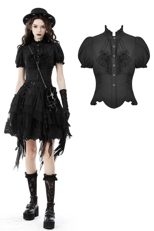 Gothic ruffle neckline blouse IW087BK – DARK IN LOVE