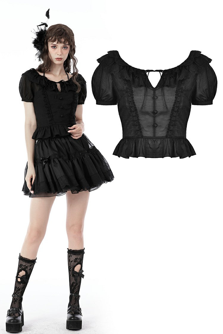 Black lolita girl frilly top IW091 – DARK IN LOVE