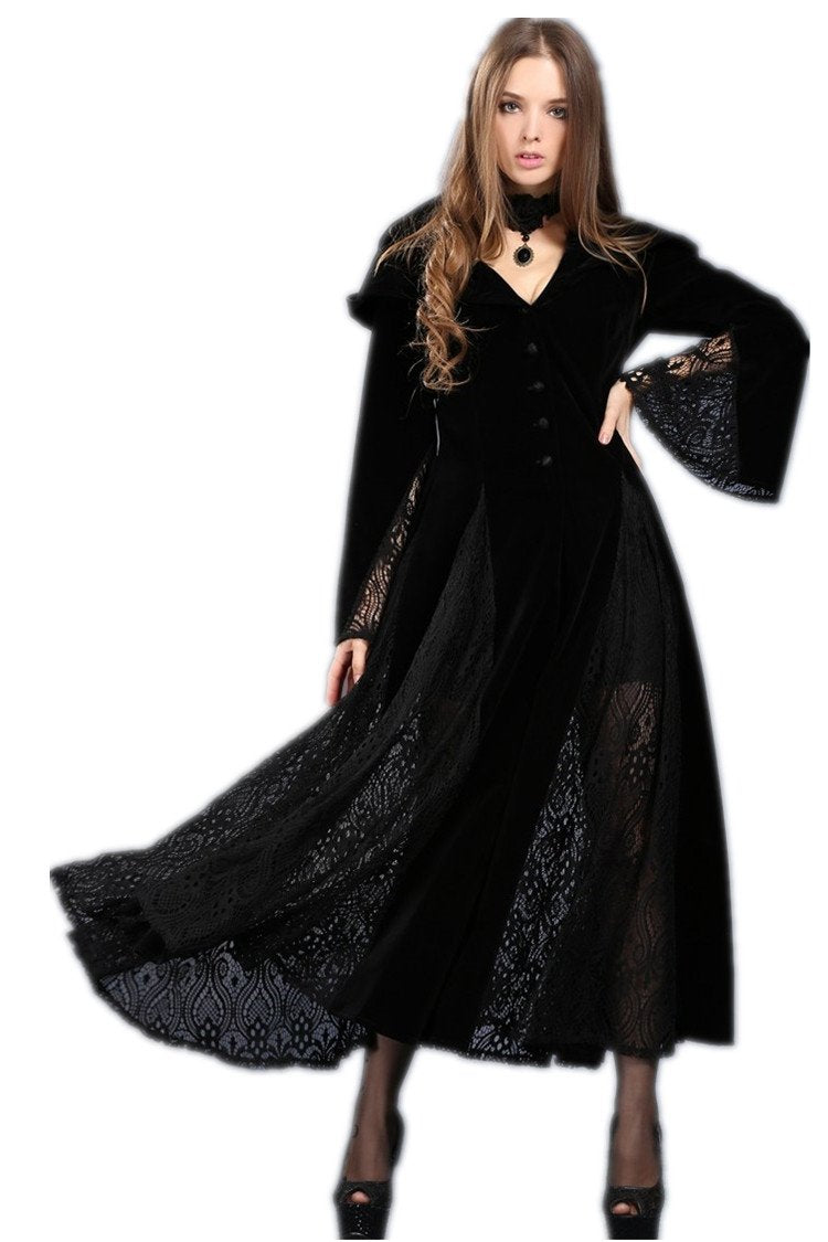 Black Long Sleeve Gothic Vampire Punk Scene Clothing velvet jacket gow ...