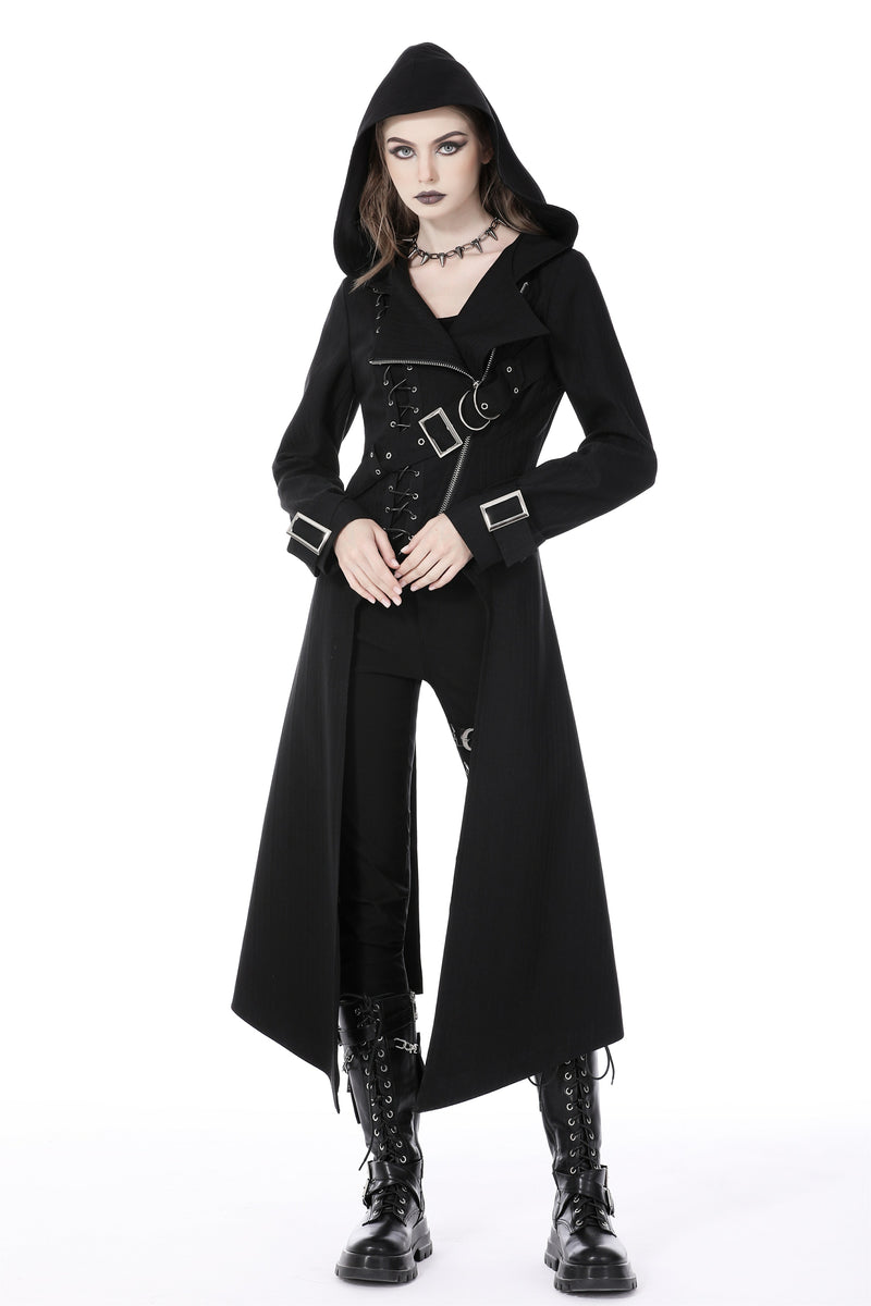 Punk rebel asymmetrical hooded long coat JW238 – DARK IN LOVE