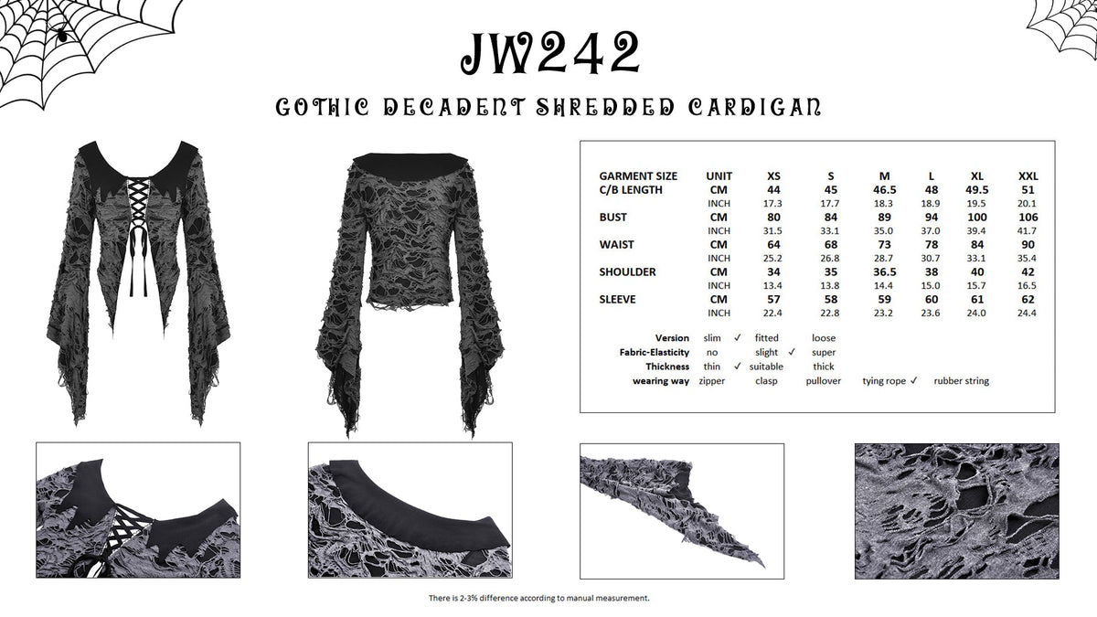 Gothic decadent shredded cardigan JW242 – DARK IN LOVE