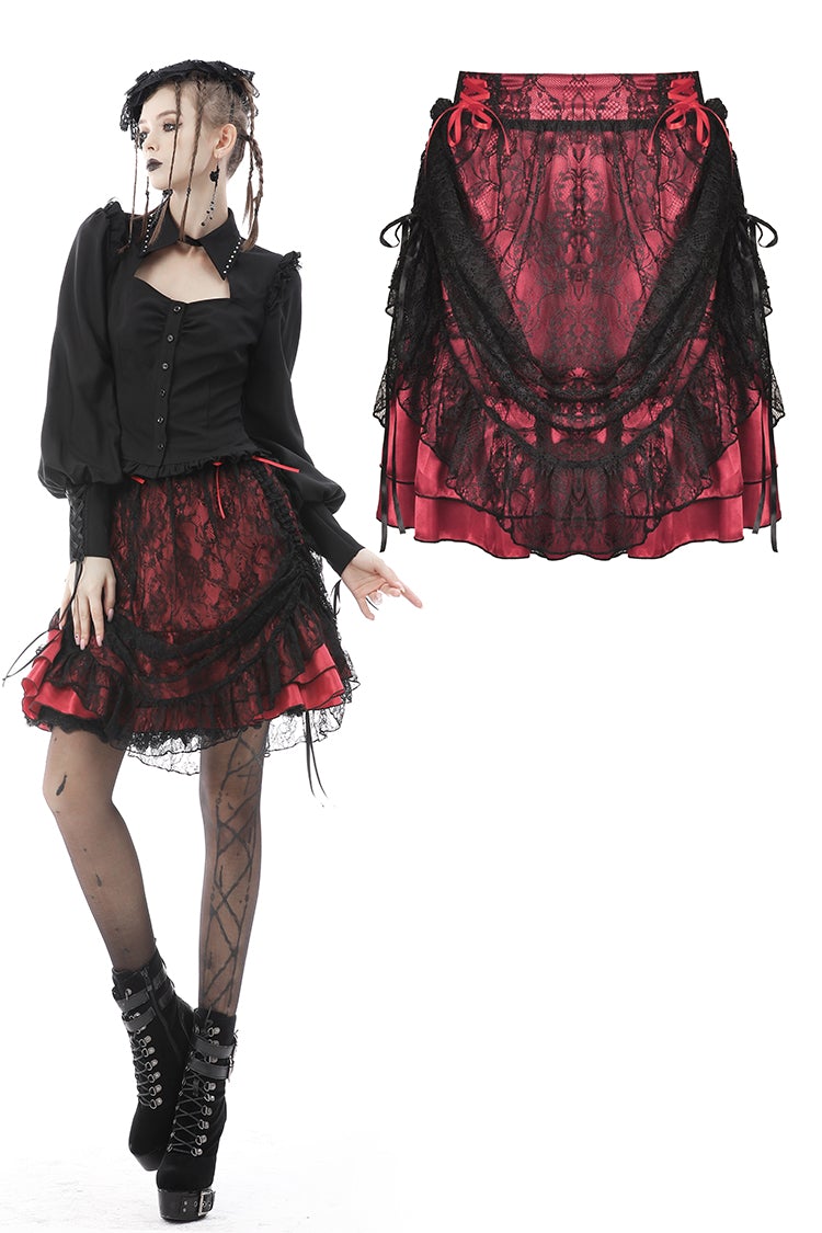Women lace cover red sexy mini skirt KW215 – DARK IN LOVE