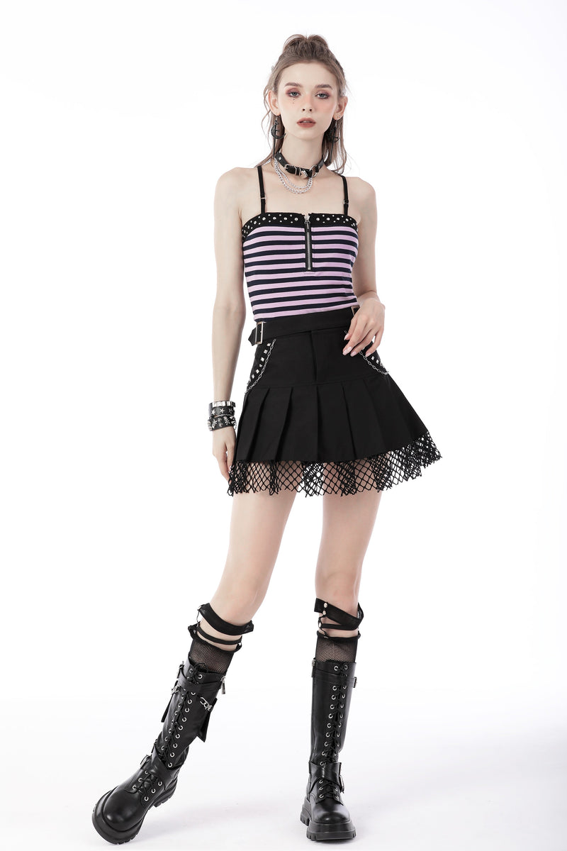 Punk rock violet stripe studded strap top TW433 – DARK IN LOVE